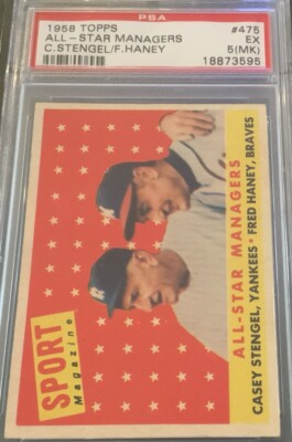 1958 TOPPS ALL-STARS #475 HANEY CASEY STENGEL ALL-STAR PSA 5 (MK) HOF ...