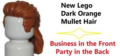 LEGO Minifigure Mullet Hair Dark Orange Party Wig Long in Back Short ...