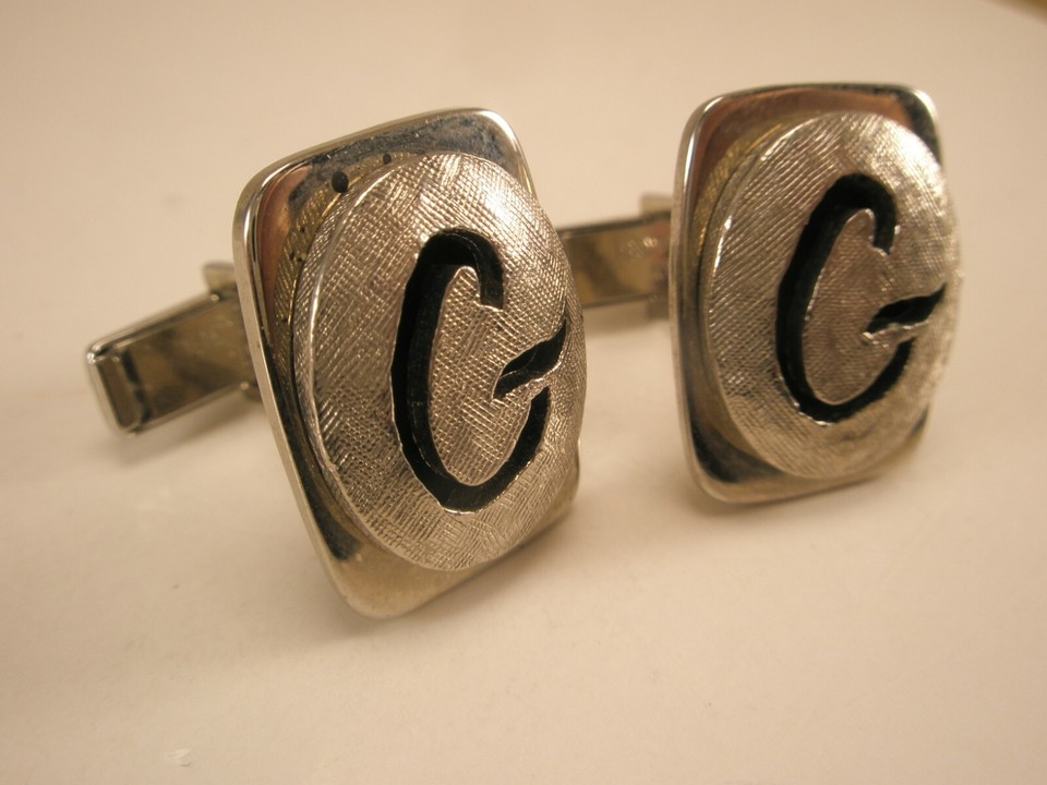 G Initials Name Monogram Letter Vintage Cuff Links george greg geoff ...