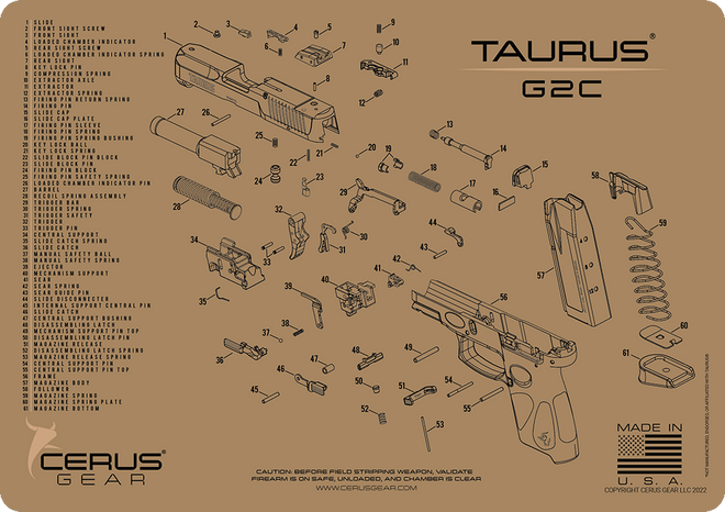 Taurus G2C Schematic Handgun Mat FDE | eBay