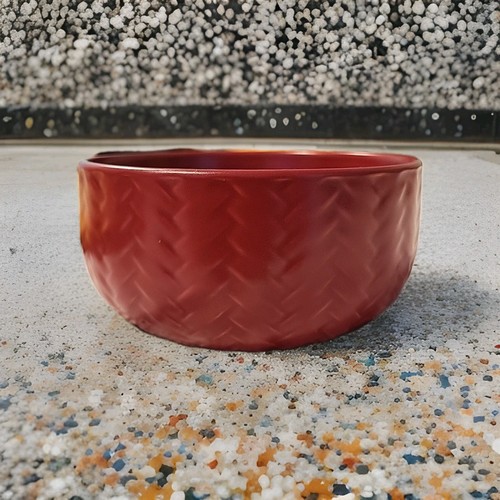 Design Pac Red Round Bowl with Textured Floral Design Great Bowl | eBay