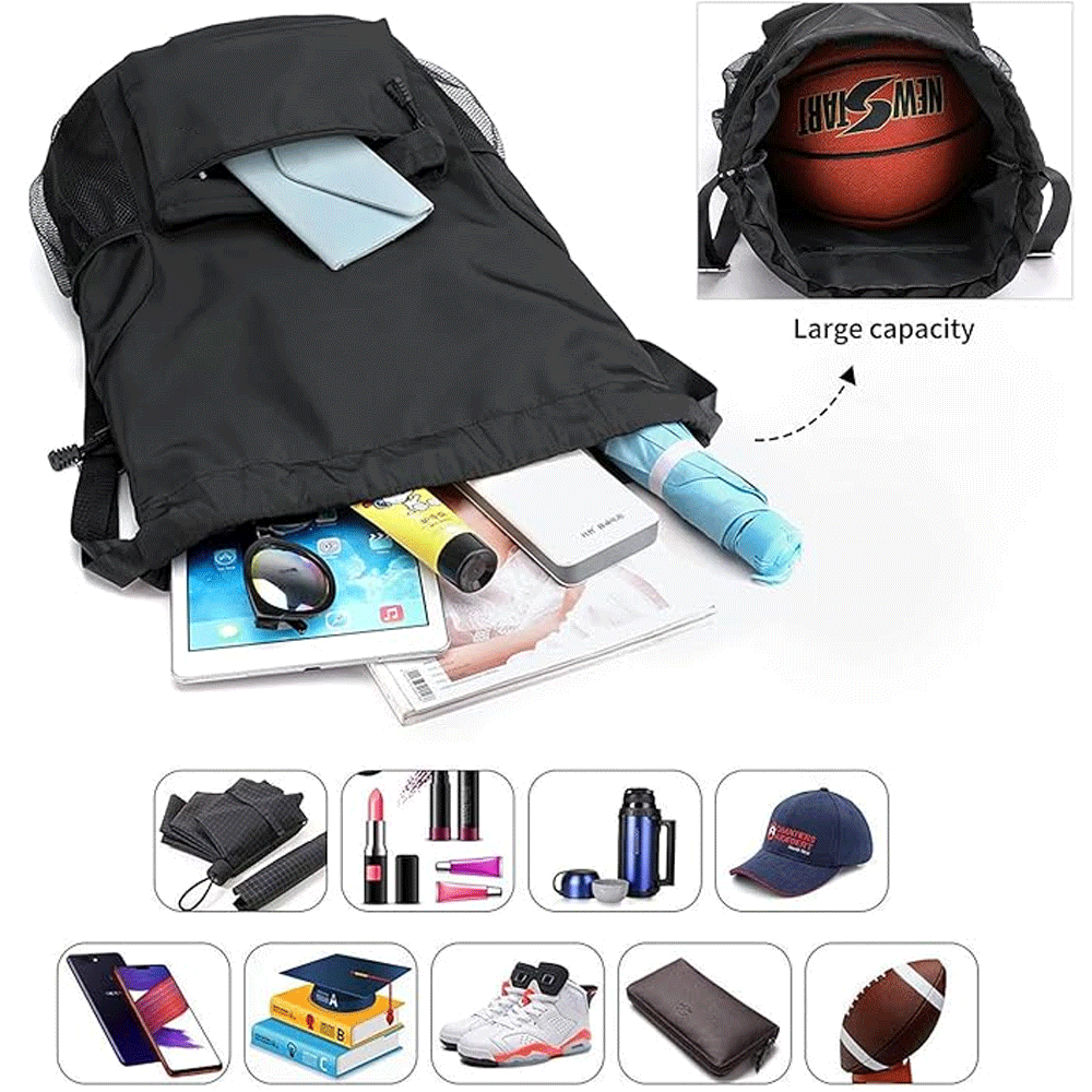 Waterproof Gym Bag Sport Basketball Backpack Men Women Drawstring Bag ...