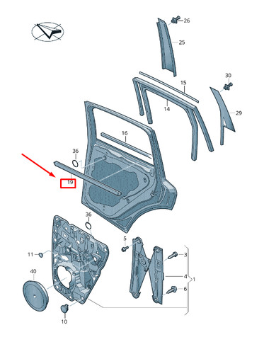 VW TOUAREG 7P REAR LEFT INNER DOOR WINDOW STRIP TRIM 7P0839471C NO DUTY ...