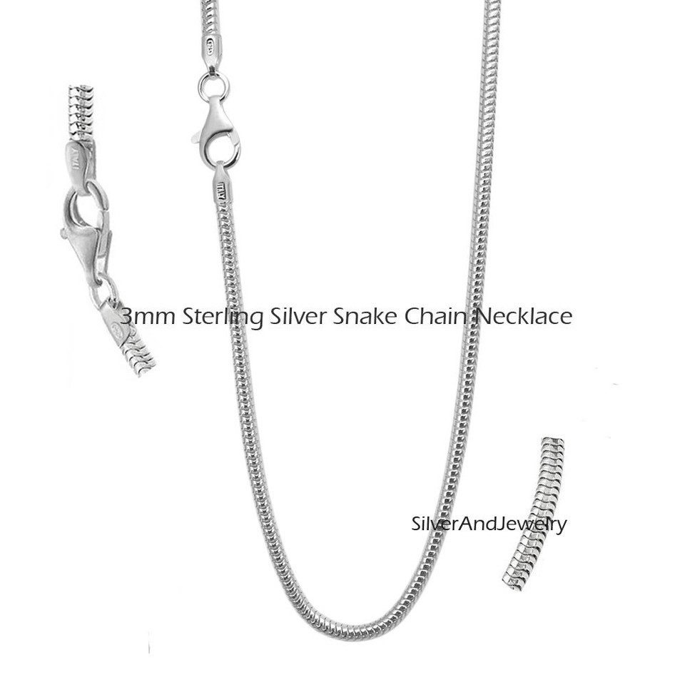 3 mm 925 Sterling Silver Snake Chains | eBay