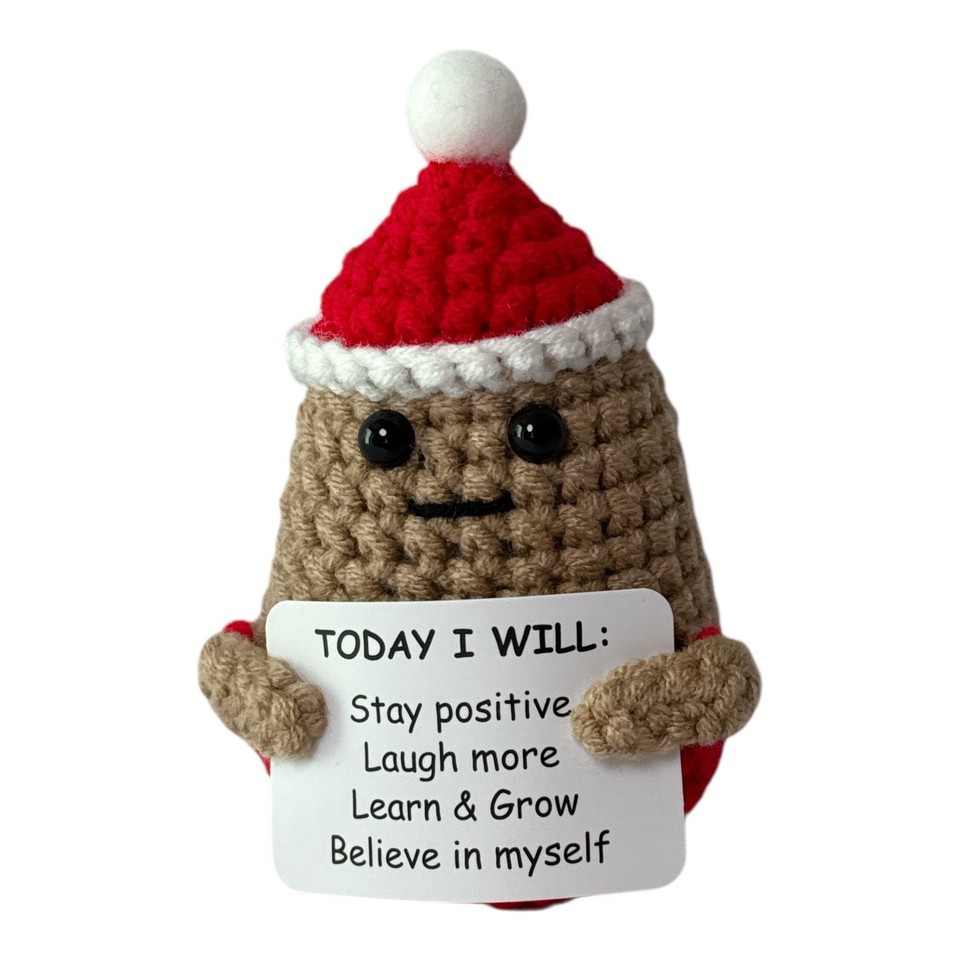 Crochet Santa Potato Plush | Handmade Holiday Positive Affirmation Doll ...