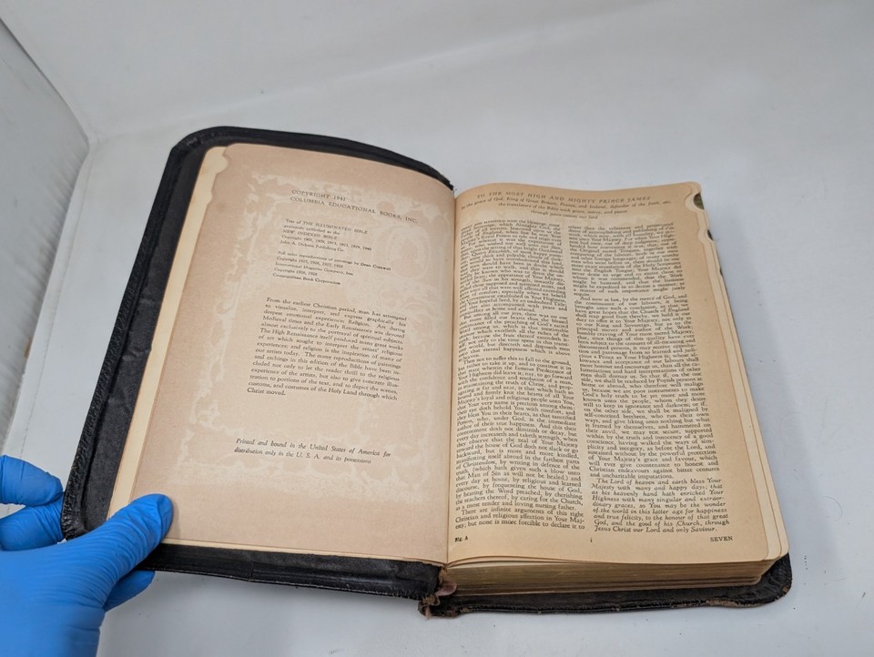 1941 The Illuminated Bible KJV King James Indexed Concordance Columbia ...