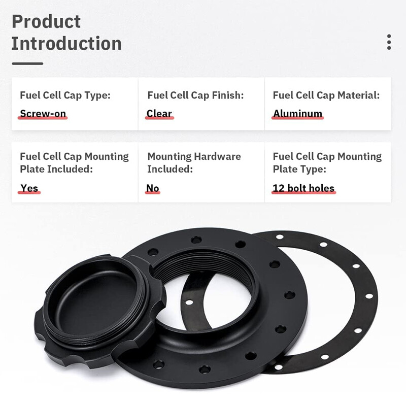 160mm Billet Aluminum Easy Fill Fuel Cell Gas Cap with 12 Hole Replace ...