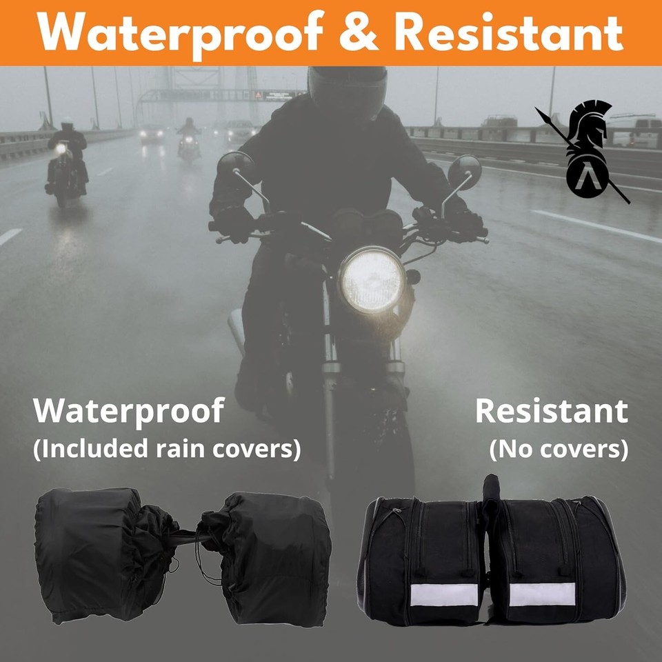 Motorcycle Saddlebags Expandable 58L Waterproof Universal Panniers ...