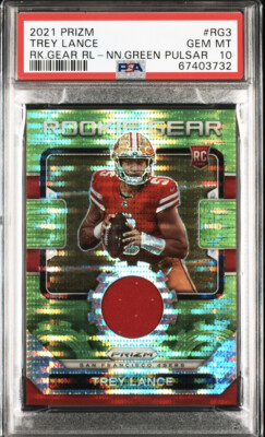 2021 Prizm Trey Lance RG3 Rookie Gear PSA 10 Gem Mint 💎Neon Green ...