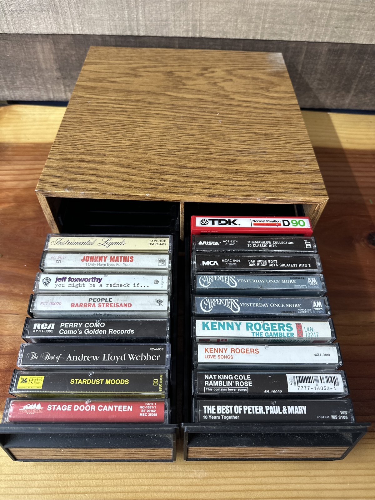 Vintage Cassette Tape Cabinet 2 Drawer Holder Faux Wood Storage Case -w ...