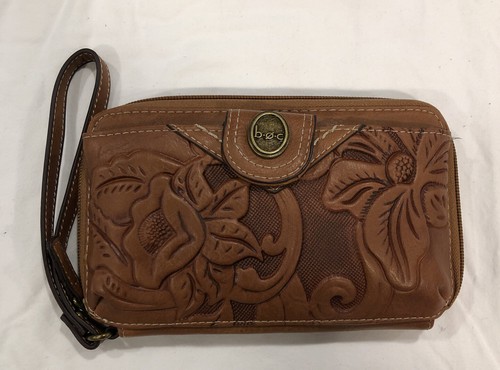 boc Millstone Deluxe Wallet Carved Faux Leather Floral Saddle Imprinted ...