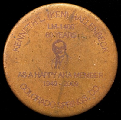 2009 Kenneth Hallenbeck Colorado Springs, CO ANA Member Medal Copper ...