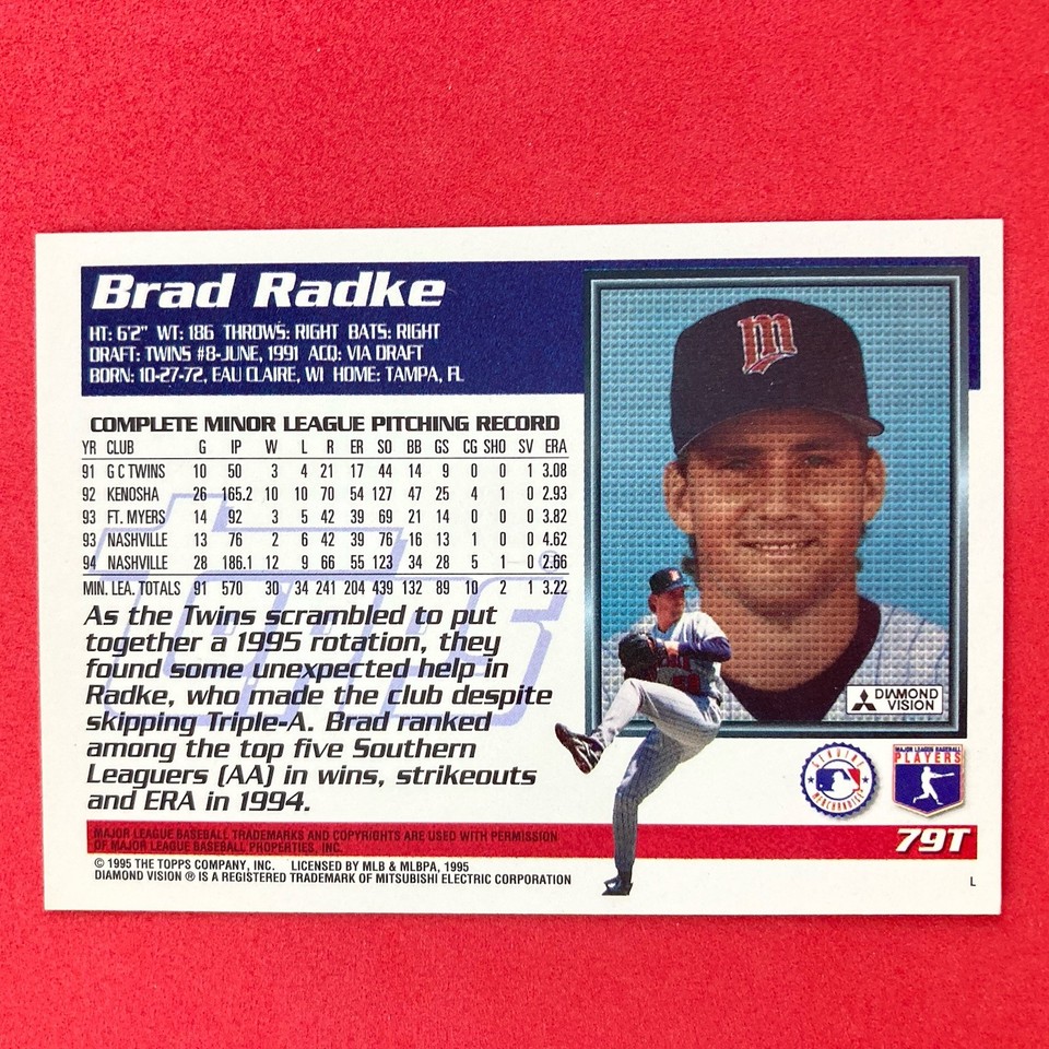 Brad Radke 1995 Topps Traded Rookie Card #79T MLB Minnesota Twins | eBay