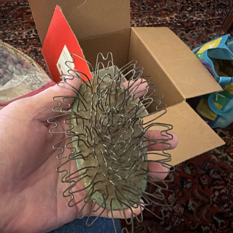 Vintage Blue Ribbon Flower Frog Flower Holder #5 Hairpin Metal Frog 4.5 ...