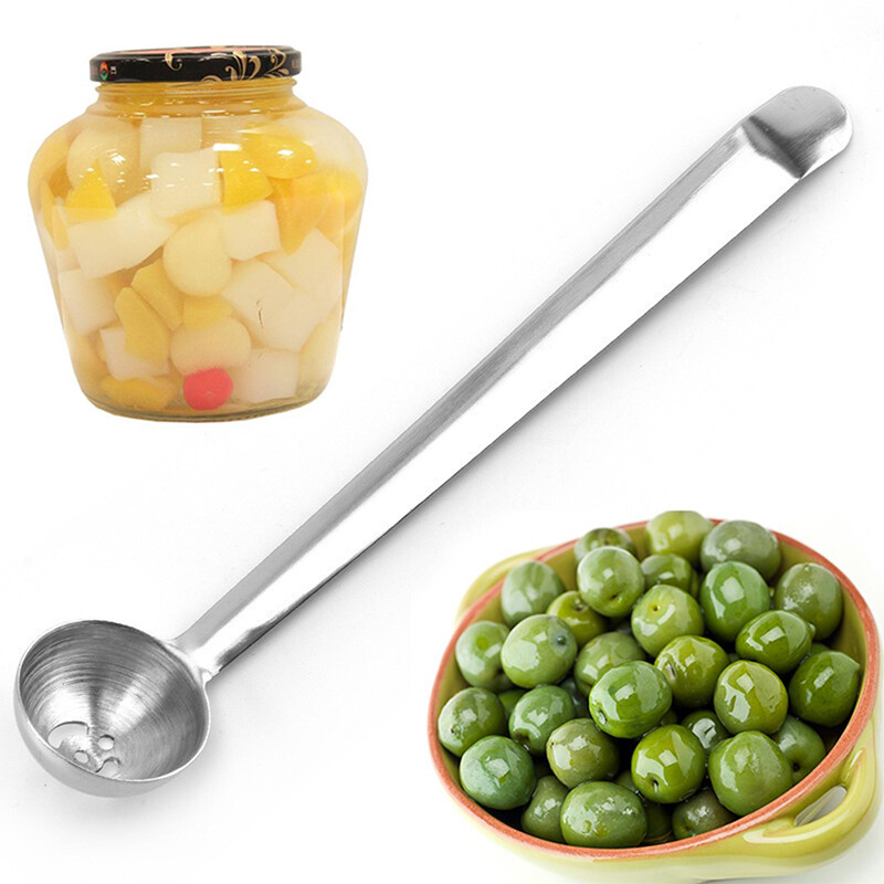 Stainless Steel Olive Spoon With Drain Hole Jam Slotted Spoon Jar ...