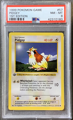 Pokémon Card 1st Edition Pidgey PSA 8 NM-Mint, Base Set 57/102, WOTC ...