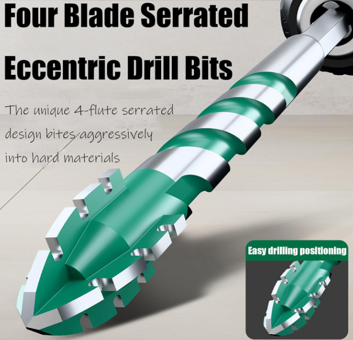 4-Flute Serrated Edge Drill Bit Set,Vrsgs Bits for Concrete/Tile/Metal ...