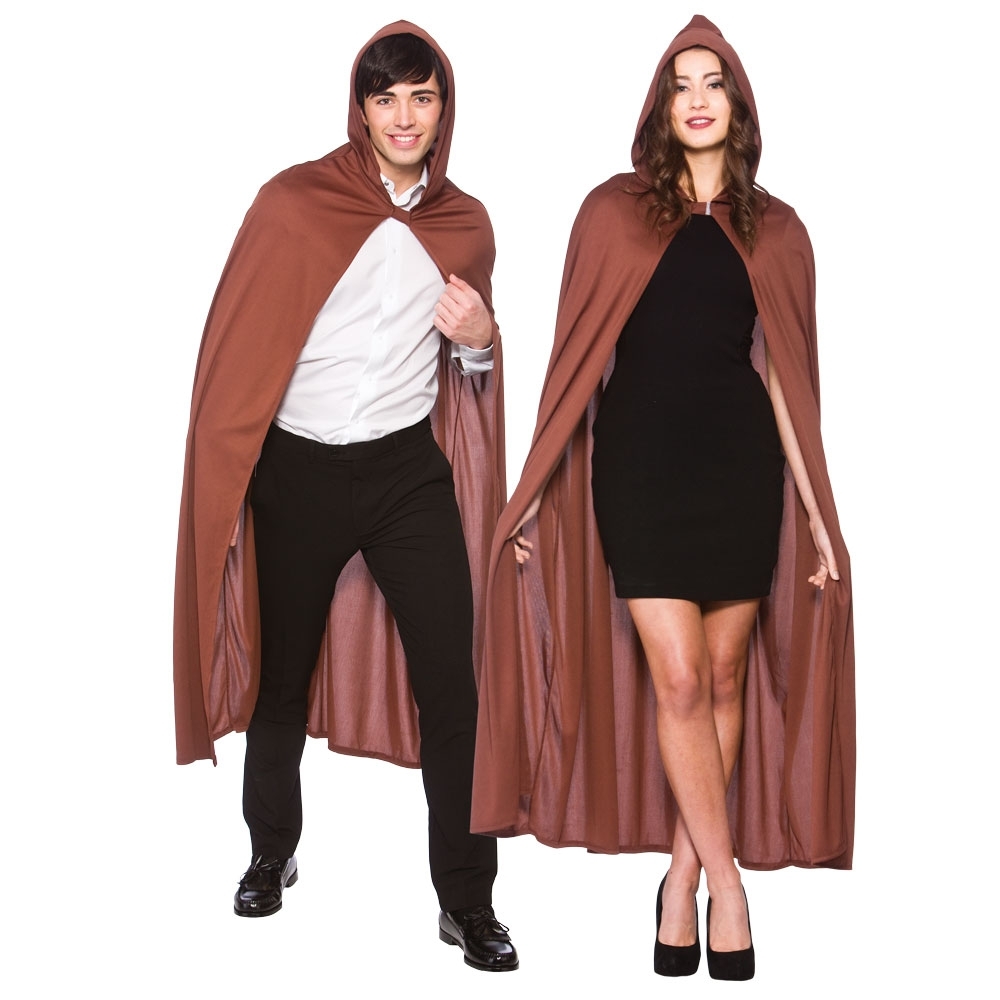 Unisex Hooded Fancy Dress Cape Brown One Size 132cm Long New | eBay