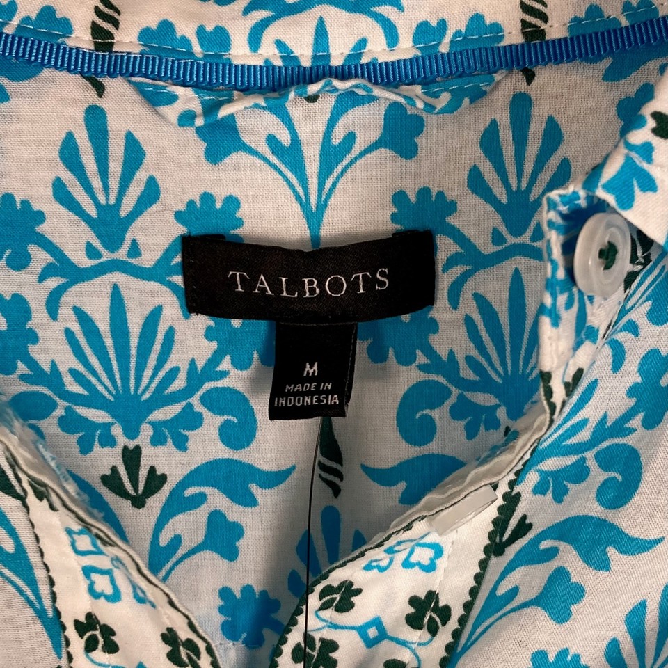 Talbot's Modern Classic Shirt Damask Multicolor Long Sleeve Sz. M New ...