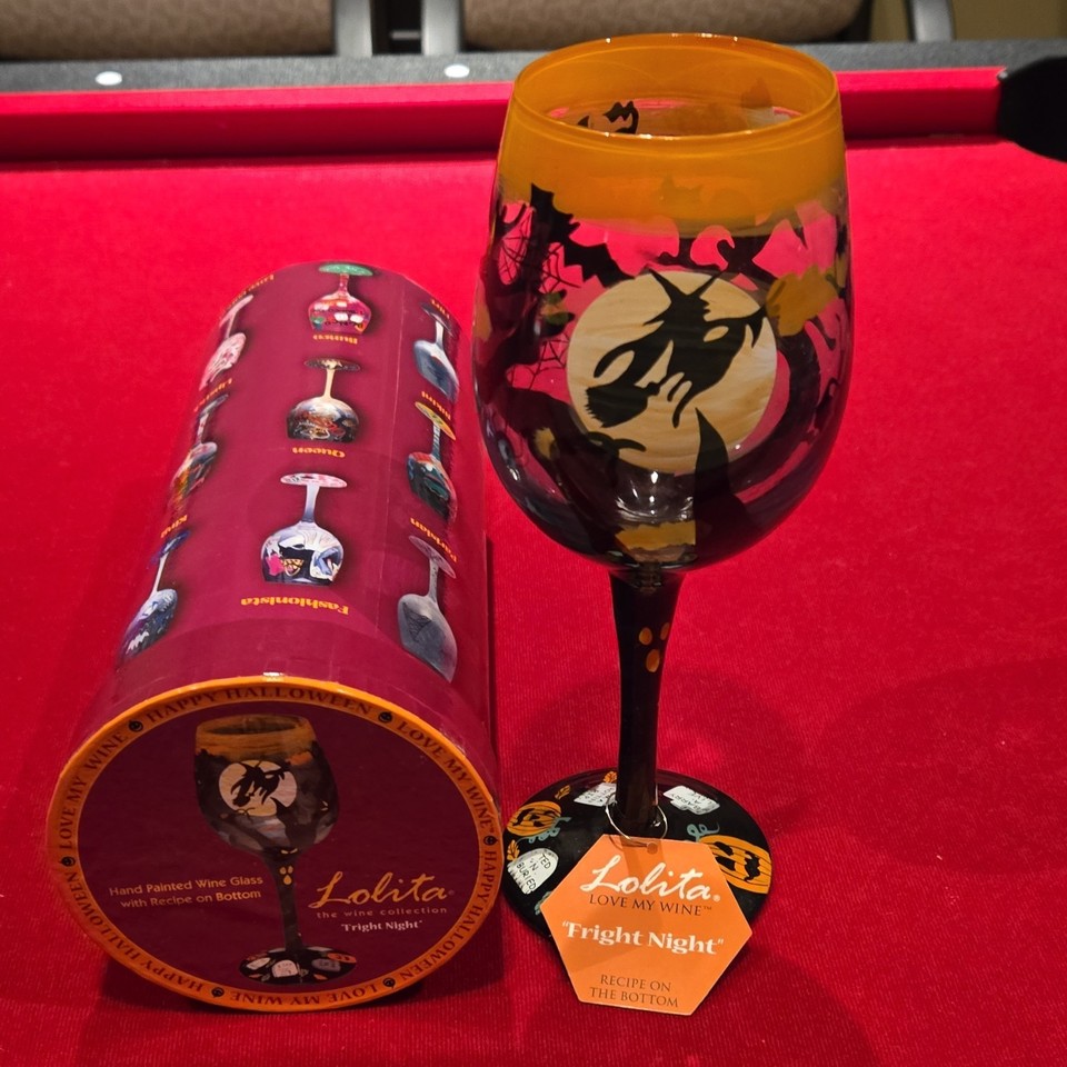 Lolita Hand Painted Fright Night Halloween Multicolor Wine Glass | eBay
