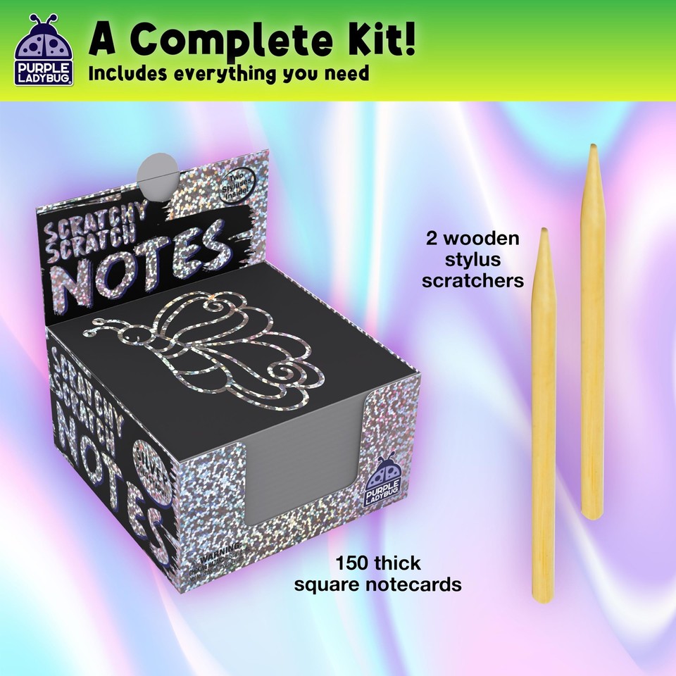 Purple Ladybug Silver Holographic Scratch Art Mini Notes - Scratch Art ...