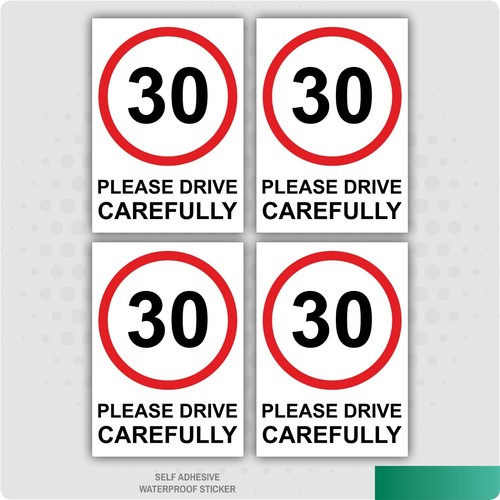 30 MPH Please Drive Carefully Speed Reduction Wheelie Bin Sticker Pack ...