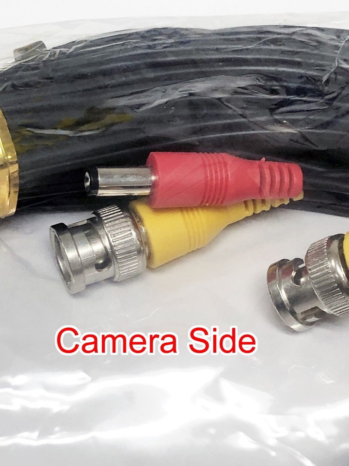 Premade CCTV Security Camera BNC + 12V Power Connector Cable for SD DVR ...