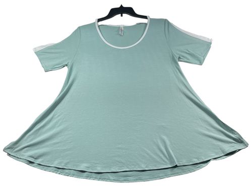 LuLaRoe Tunic Blouse Womens size Large Green Jade Short Sleeve Stretch ...