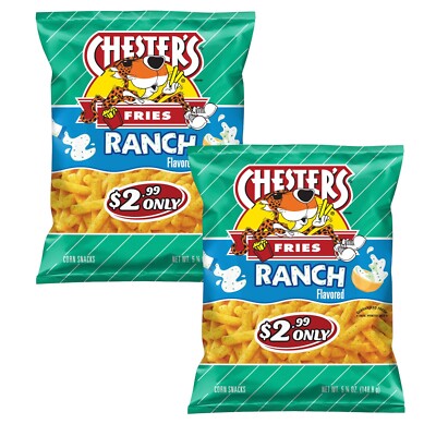 Chester's Fries RANCH Flavored Corn Snacks Crunchy 5.25oz (2 Bags ...