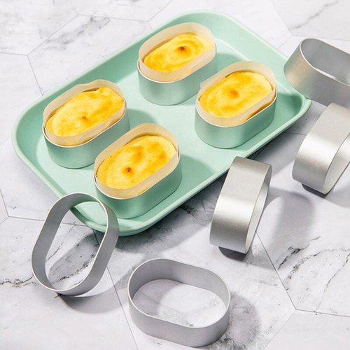 10Pcs Baking Mold Oval Egg Shape Cheese Cake Rings Half-Cooked Molds ...