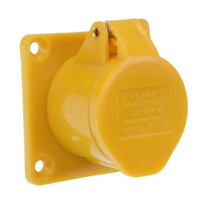 Yellow 16A 110V 2P+E Industrial Panel Mount Socket Connector IP44 | eBay