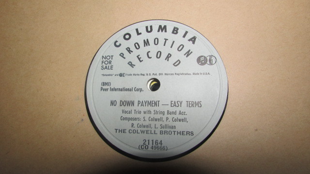 THE COLWELL BROS. COLUMBIA PROMO 78 RPM RECORD WLP 21164 MORGAN ...