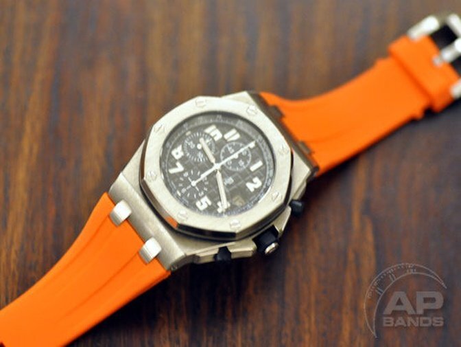 AP Bands Scuta 100% Rubber Strap Orange For Audemars Piguet Royal Oak ...
