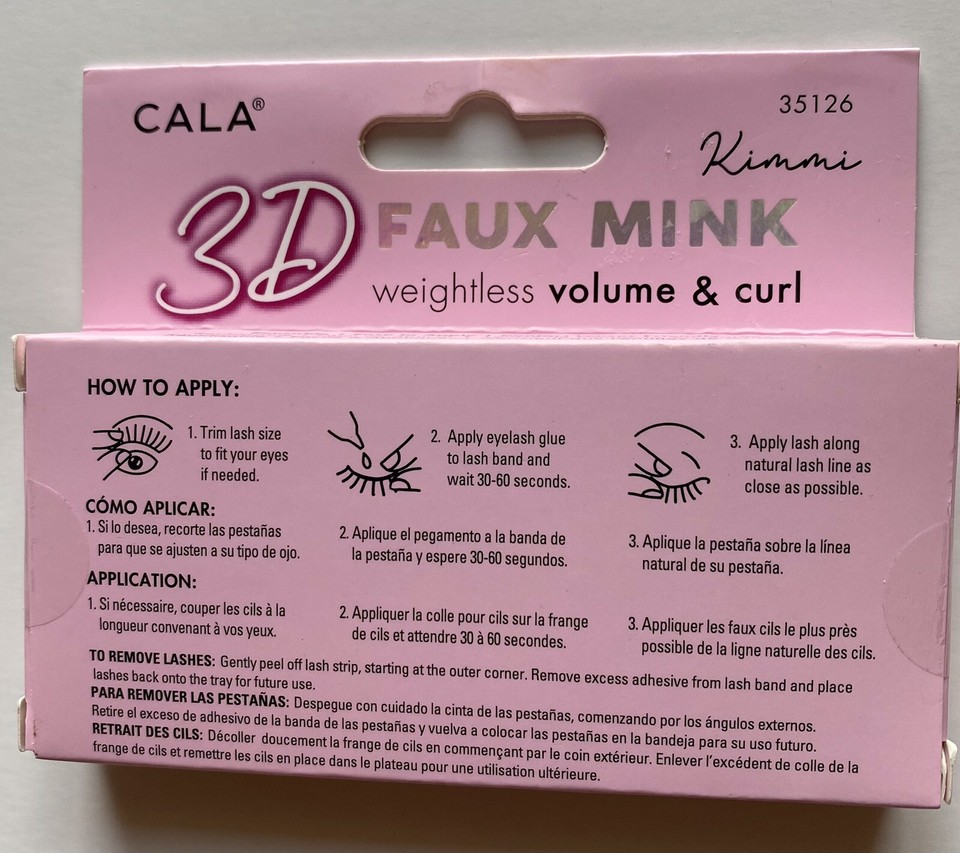 Cala 3D Faux Mink Black weightless volume & curl Luxe Lashes Kimmi 35126 Multi-D | eBay