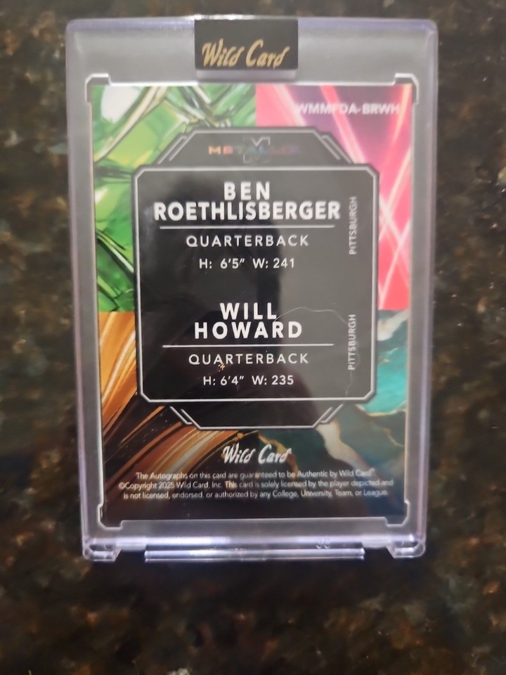 Ben Roethlisberger Will Howard DUAL AUTO 1/1 Steelers Autograph | eBay