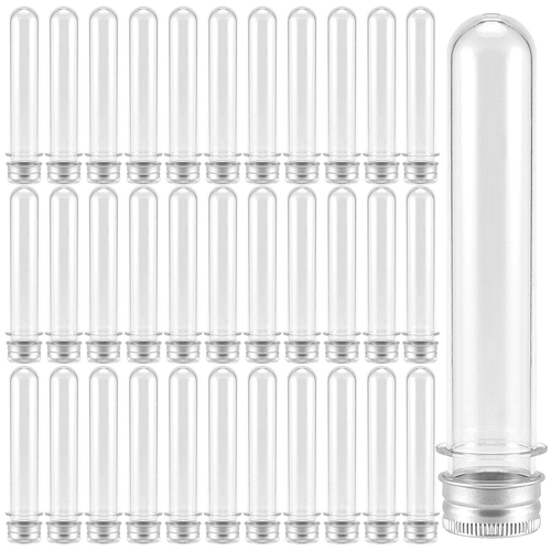 50 PCS 40 Ml Clear Plastic Test Tubes, Bulk Test Tubes Test Tubes with ...