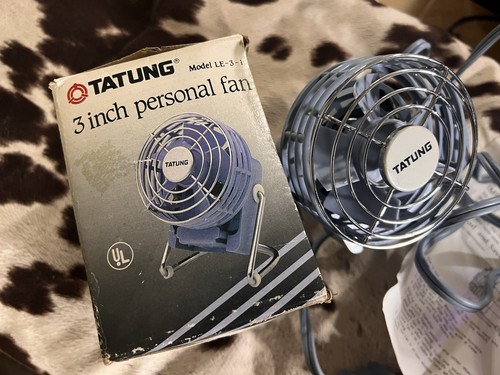 Vintage Tatung 3” Personal Fan Slate Blue With Original Box And ...
