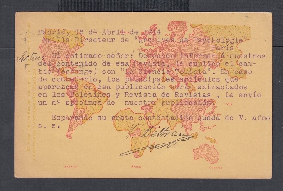 SPAIN 1914 MAP ILLUSTRATED DOMINICANS POSTCARD MADRID TO GENEVA ...
