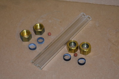 Sight glass kit Liquid level 1/2"OD, 6", Indicator ball, Borosilicate ...