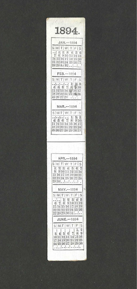 1894 Advertising Premium Calendar & Ruler Garfield TEA Constipation ...