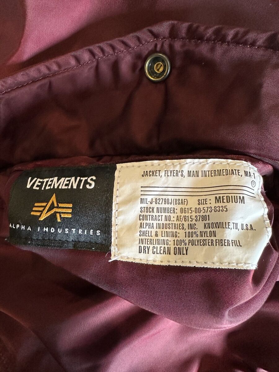 Vetements x Alpha Industries Racing Bomber Jacket Maroon Red Vetements x Alpha Industries Racing Bomber Jacket Maroon Red