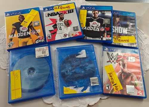 Lot of 8 PS4 Games W2K 15 &20 & , NBA2K18, The Show20, MaddenNFL 18 &19 ...