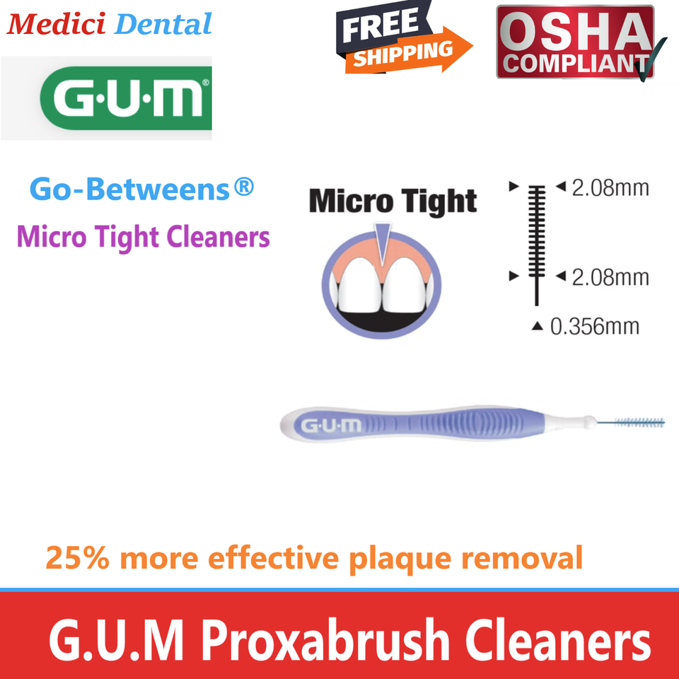 GUM Proxabrush Go-Betweens Cleaner Angled Interdental Brushes Plaque ...