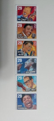 Legends of American Music Strip of 6 Stamps / Haley / Valens / Redding ...