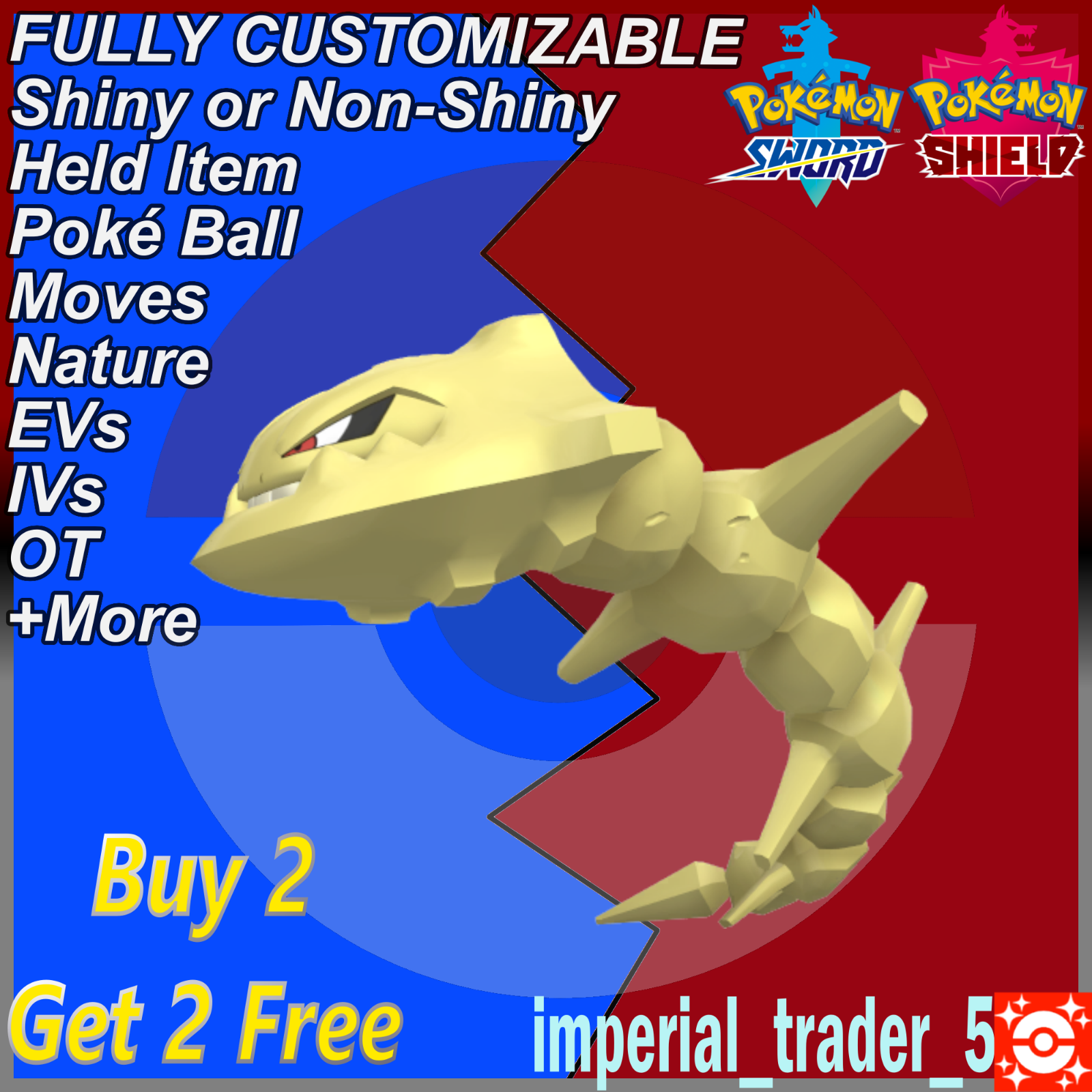 Pokémon Sword and Shield Shiny Steelix W/ Best 6IV Customizable | eBay