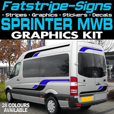 to fit MERCEDES SPRINTER MWB GRAPHICS STICKERS STRIPES RACE CAMPER VAN ...