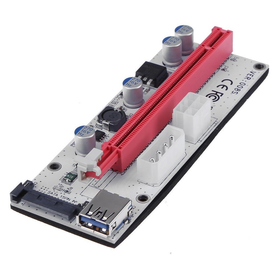 3 Power Ports PCI-E 1x to 16x Graphic Card Extender Card for ETH BTC ...