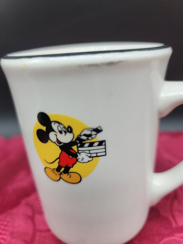 Walt Disney 2 Coffee Mugs Cups White Mickey Mouse Clapper Board Rare ...