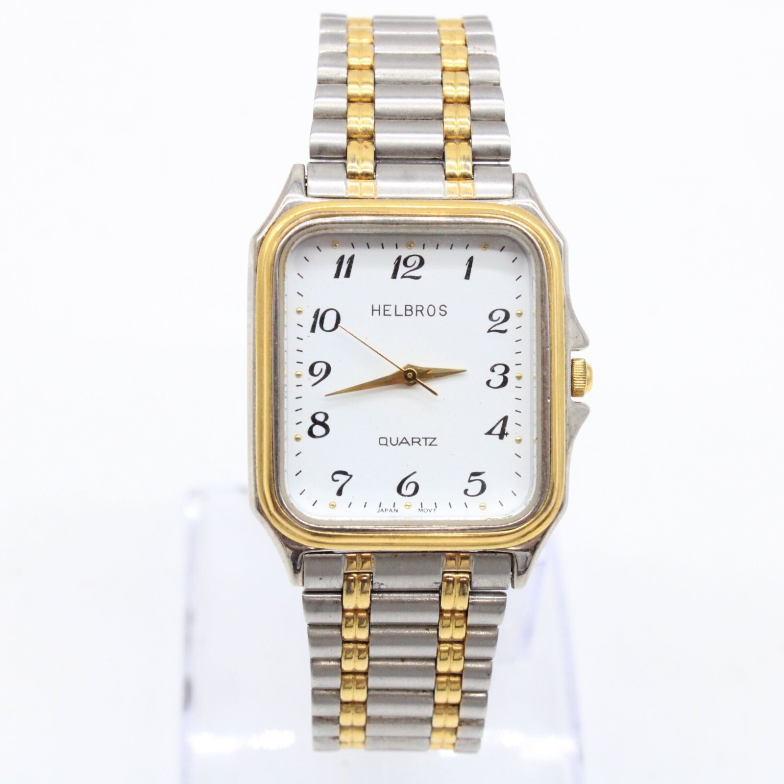 Vintage Helbros Watch Mens Two Tone Square Dial Watch Tank Stainless ...