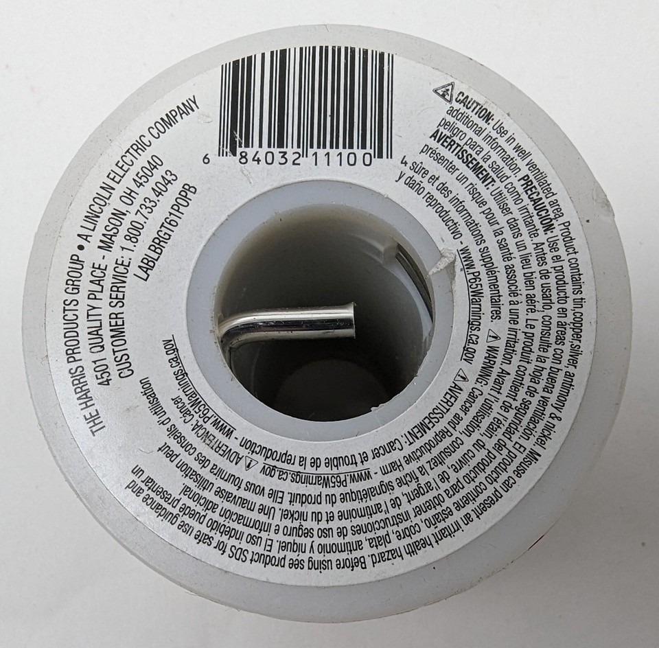 1Lb Harris BRIDGIT .118inch 3mm Diameter Nickel-Bearing Solder ...